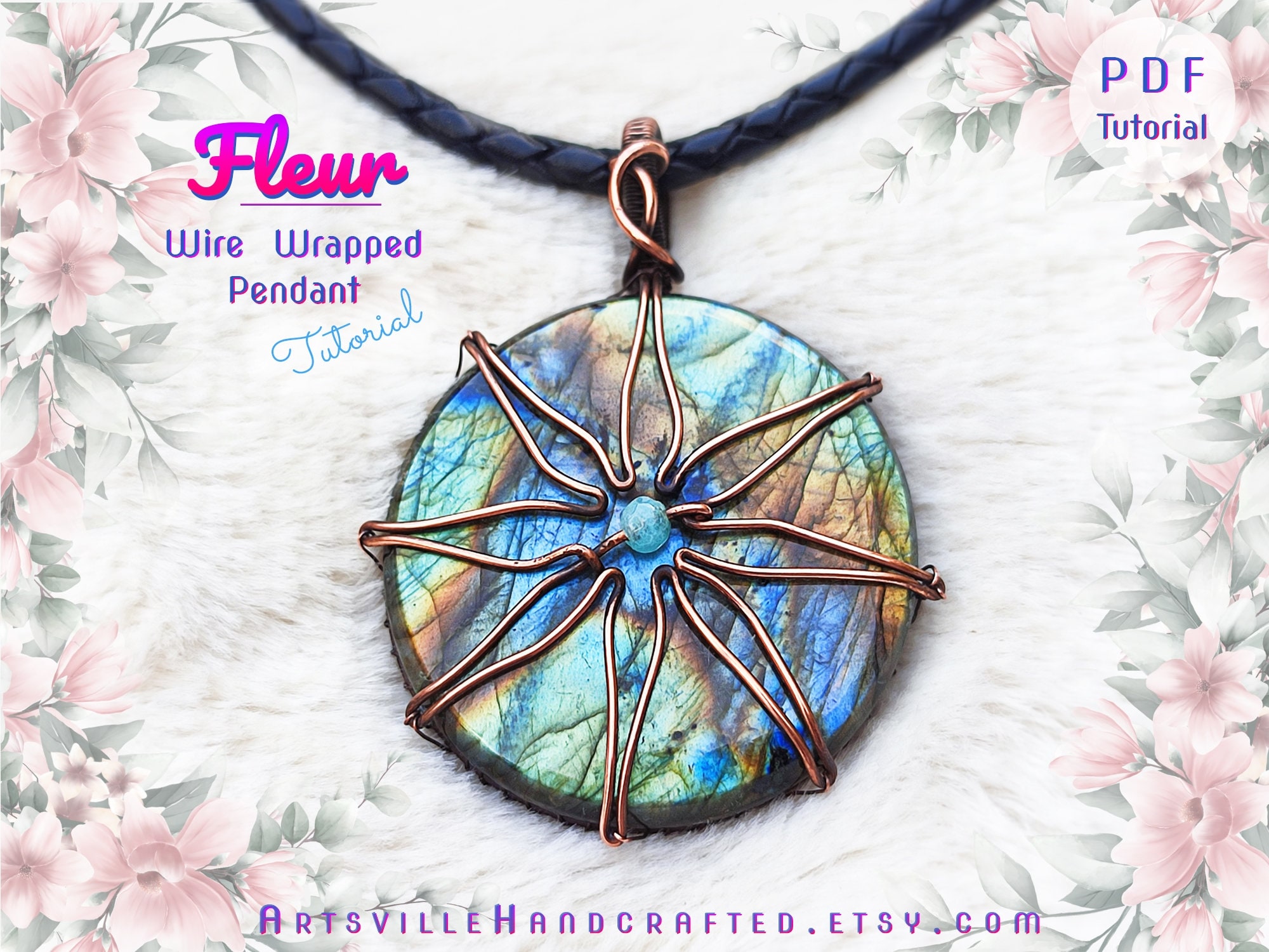 Simple Flower Pendant Wire Wrap Tutorial PDF Download