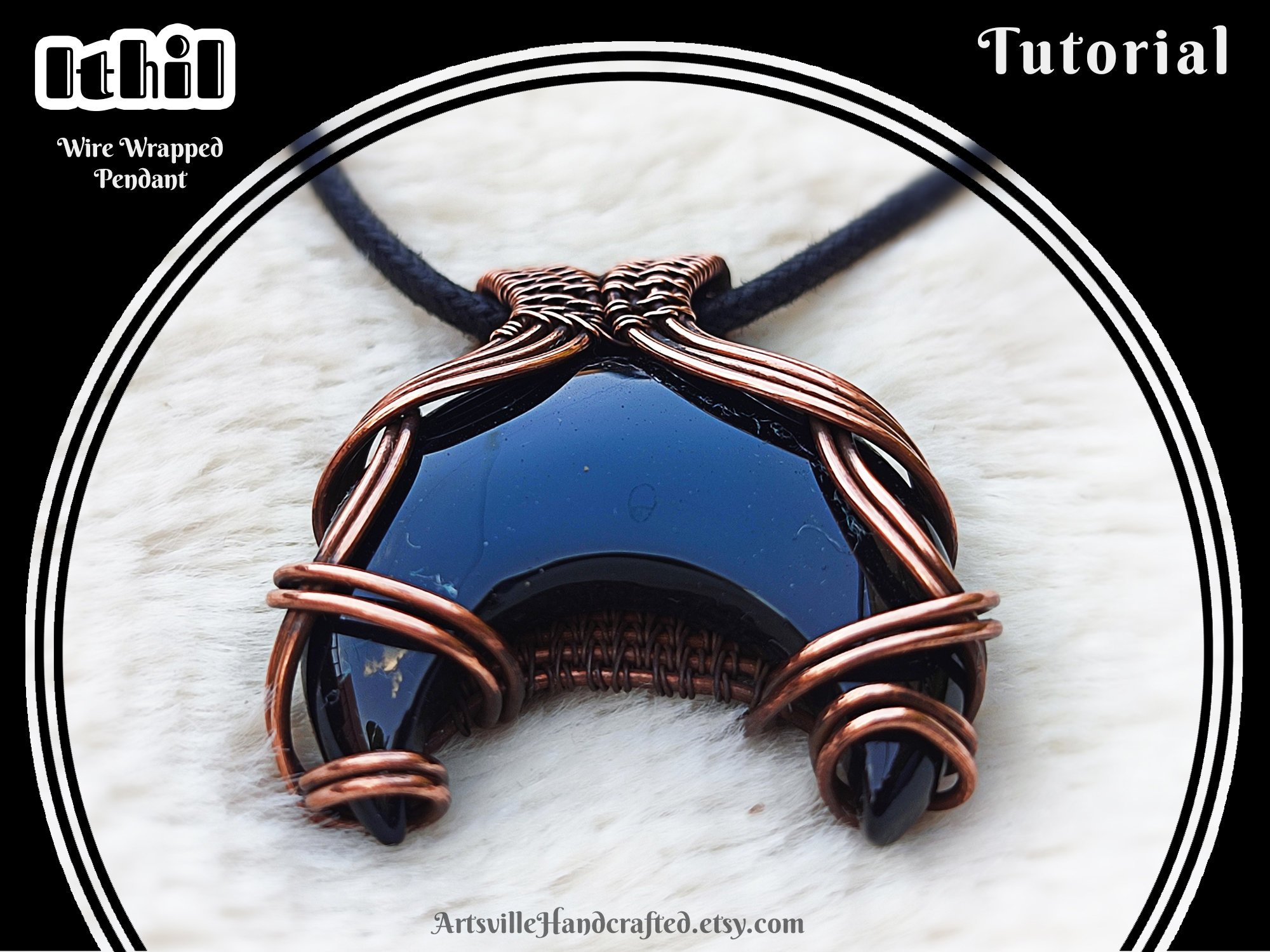 Wire Wrap Moon Shaped Stone Pendant Tutorial PDF Download